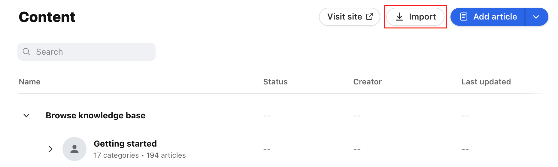 [Customer Beta] Import Knowledge Base articles with a CSV