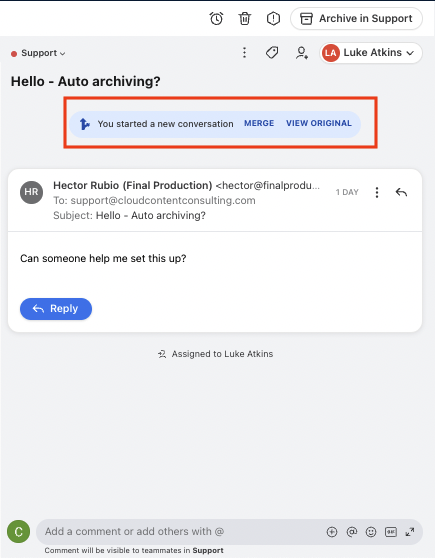 How to move messages and split conversations
