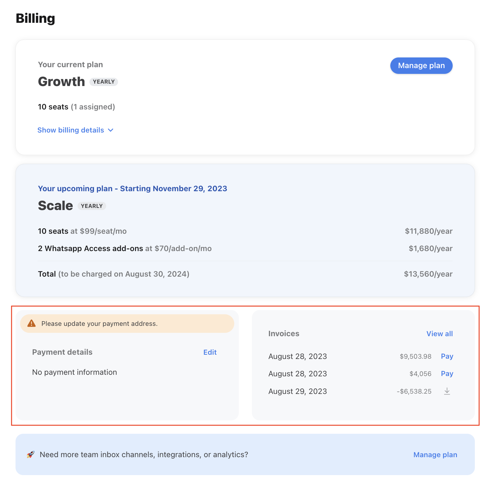 Manage your billing and invoices