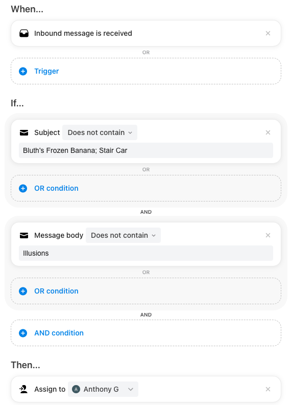 AND/OR rule conditions in custom rules