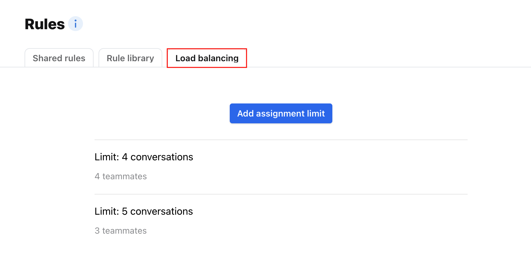 Use load balancing rules to automatically balance your team’s workload