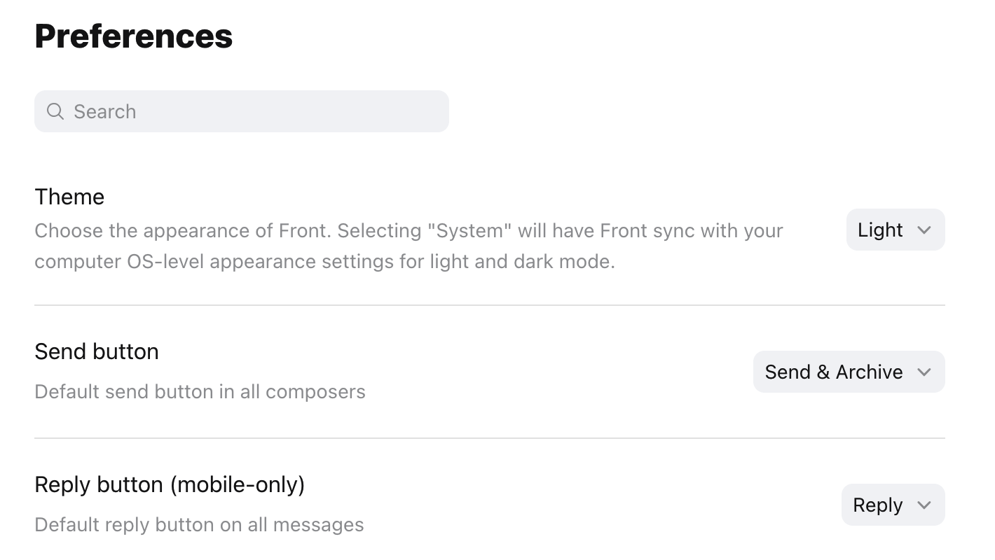 Your settings and individual preferences