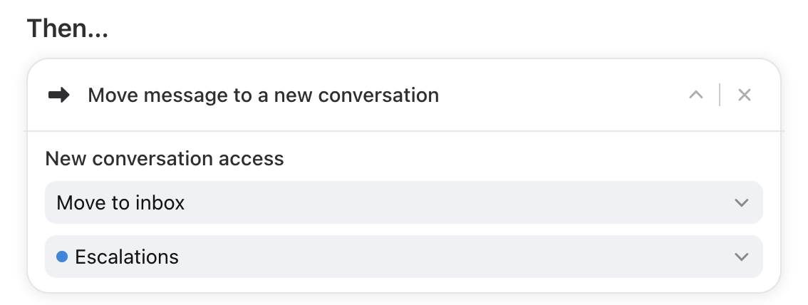 Move message to new conversation rule action