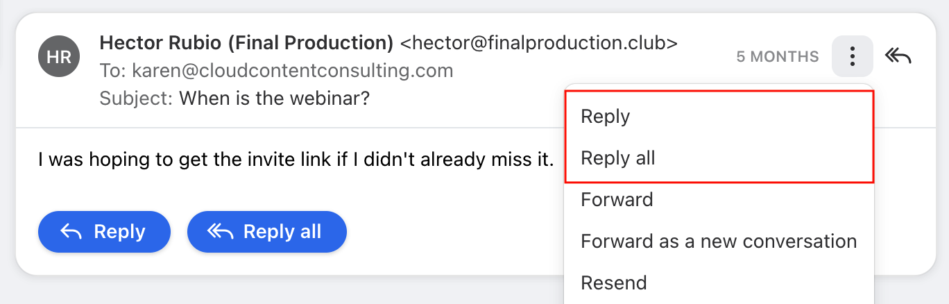 How to reply to, forward, and resend an email