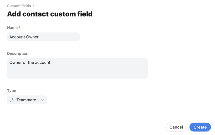 Custom contact fields