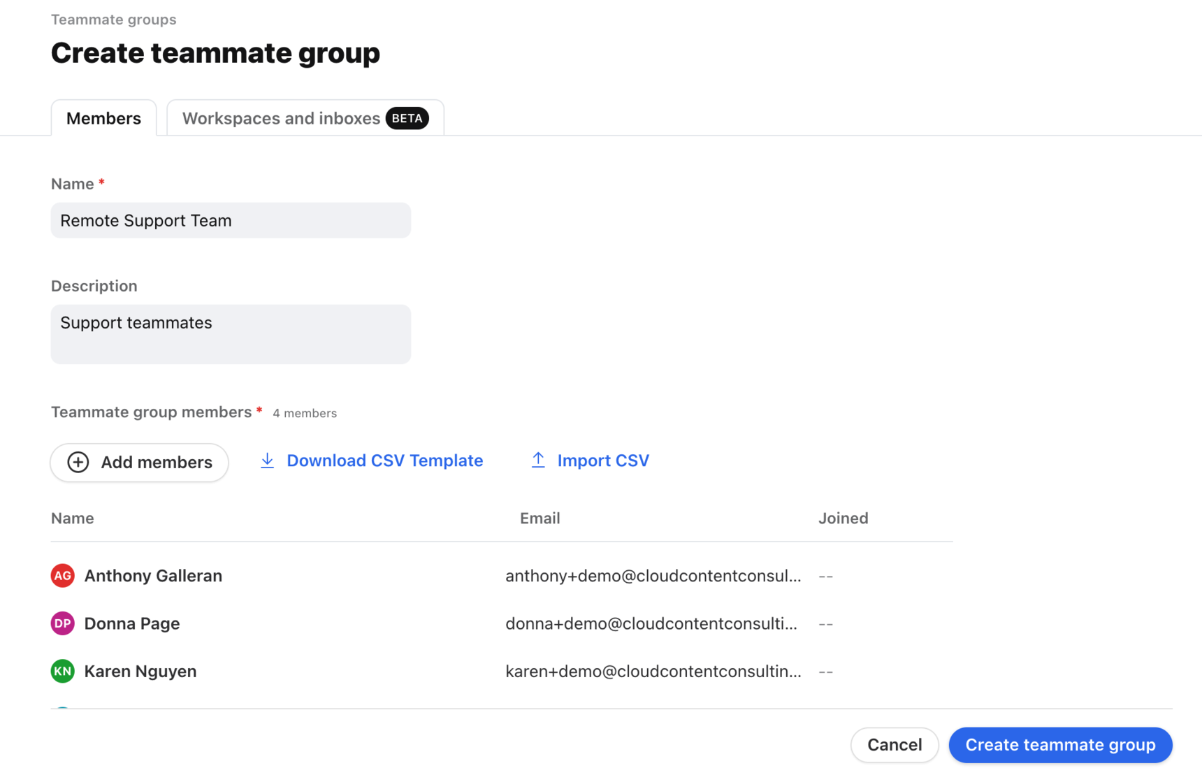 Teammate Groups