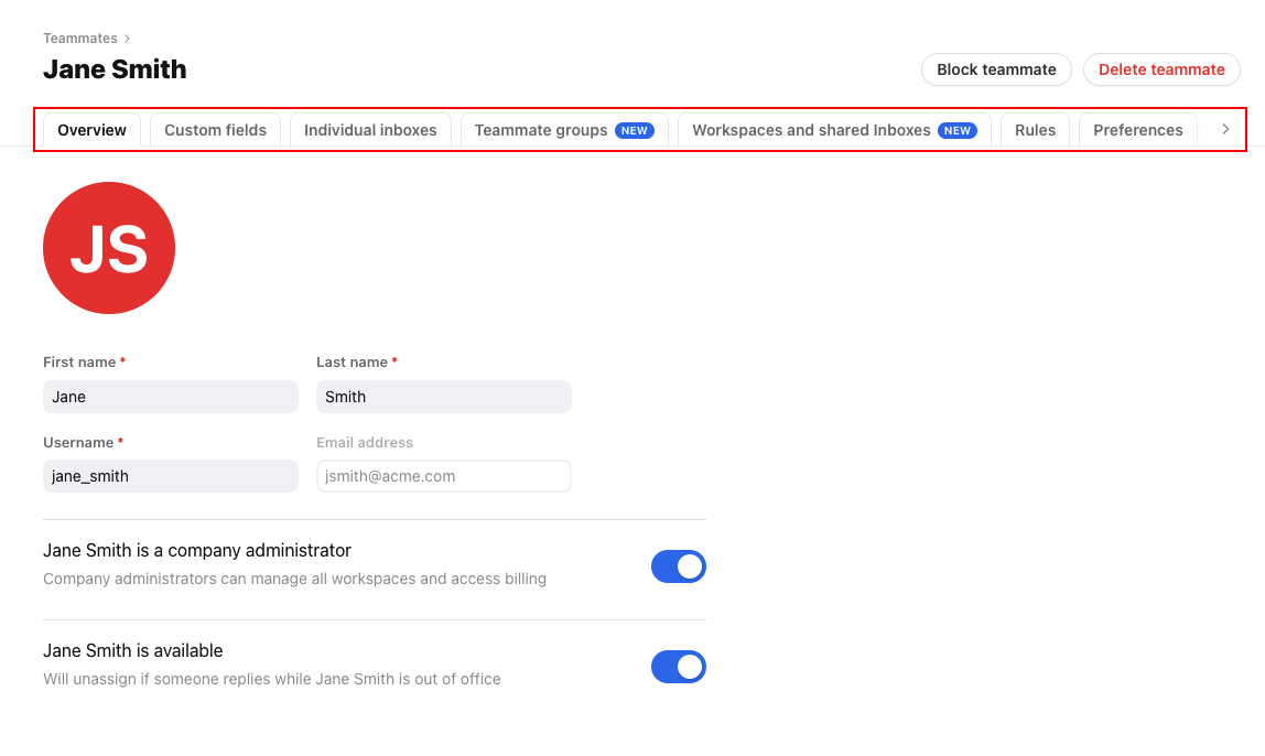 How admins can manage teammate settings