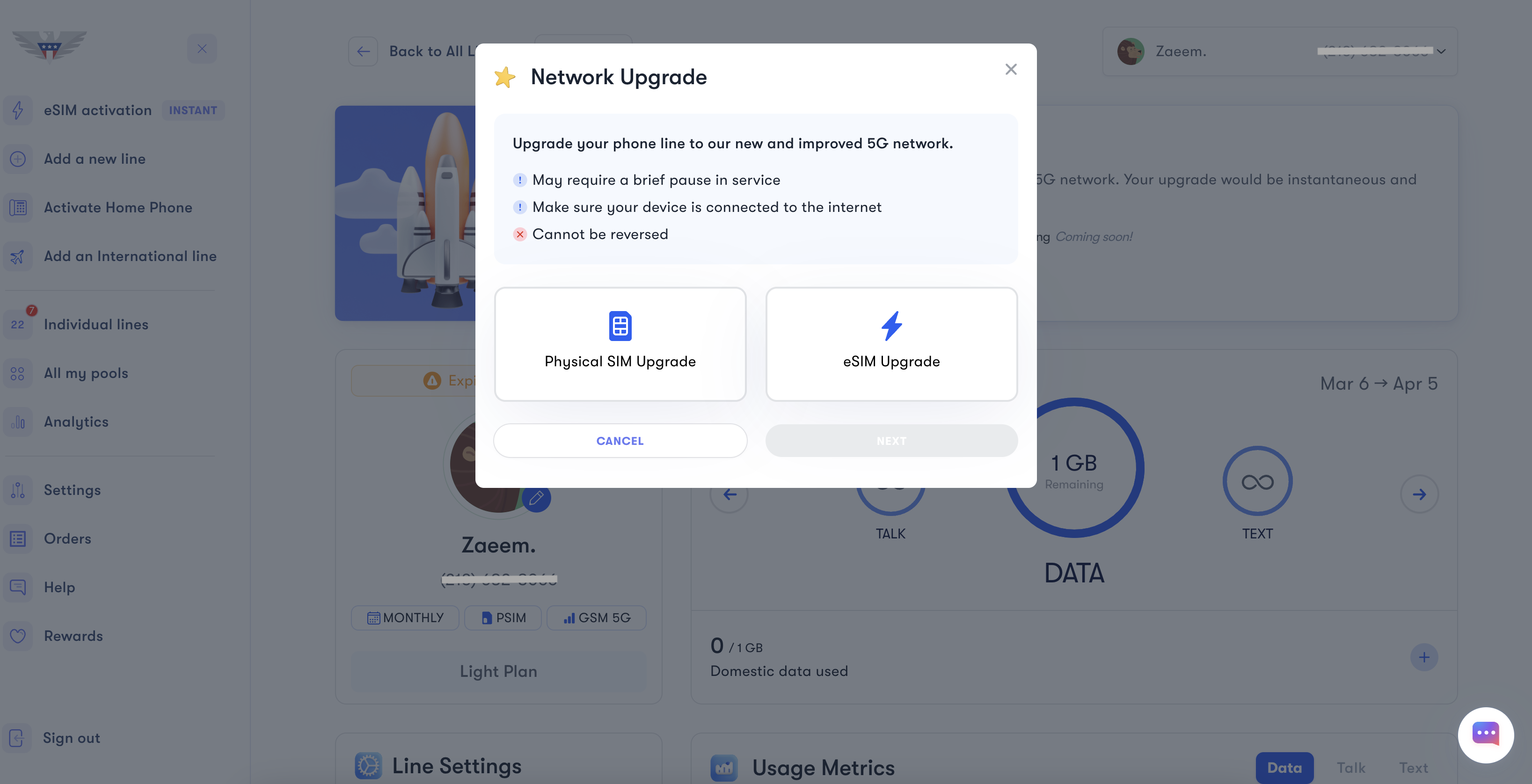 How do I upgrade to the new Light Speed network?