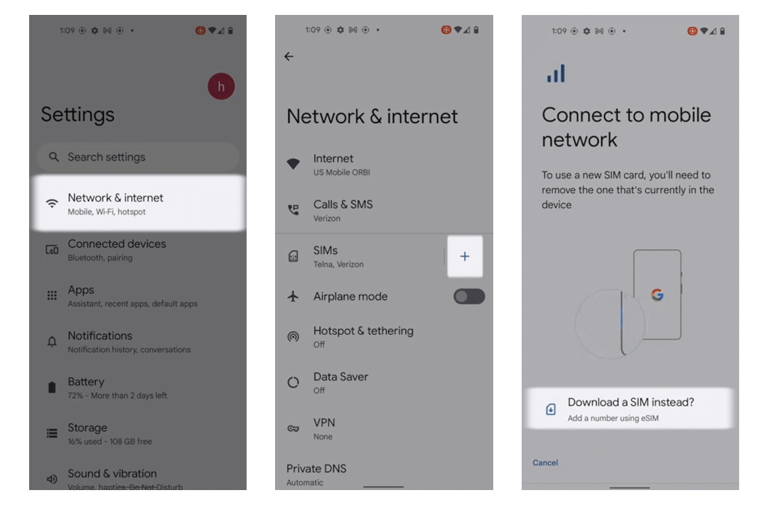 Google Pixel: Activate and install an international eSIM